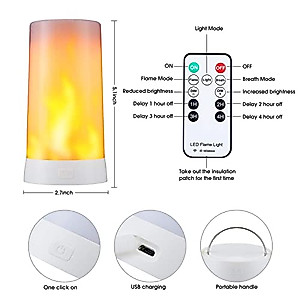 2PCS LED Flame Light, USB Rechargeable Flame Effect Light, Flame Lamp with Remote & Timer, Waterproof Dimmable Flameless Candles Light for Home Party Garden Camping Halloween Christmas Decoration