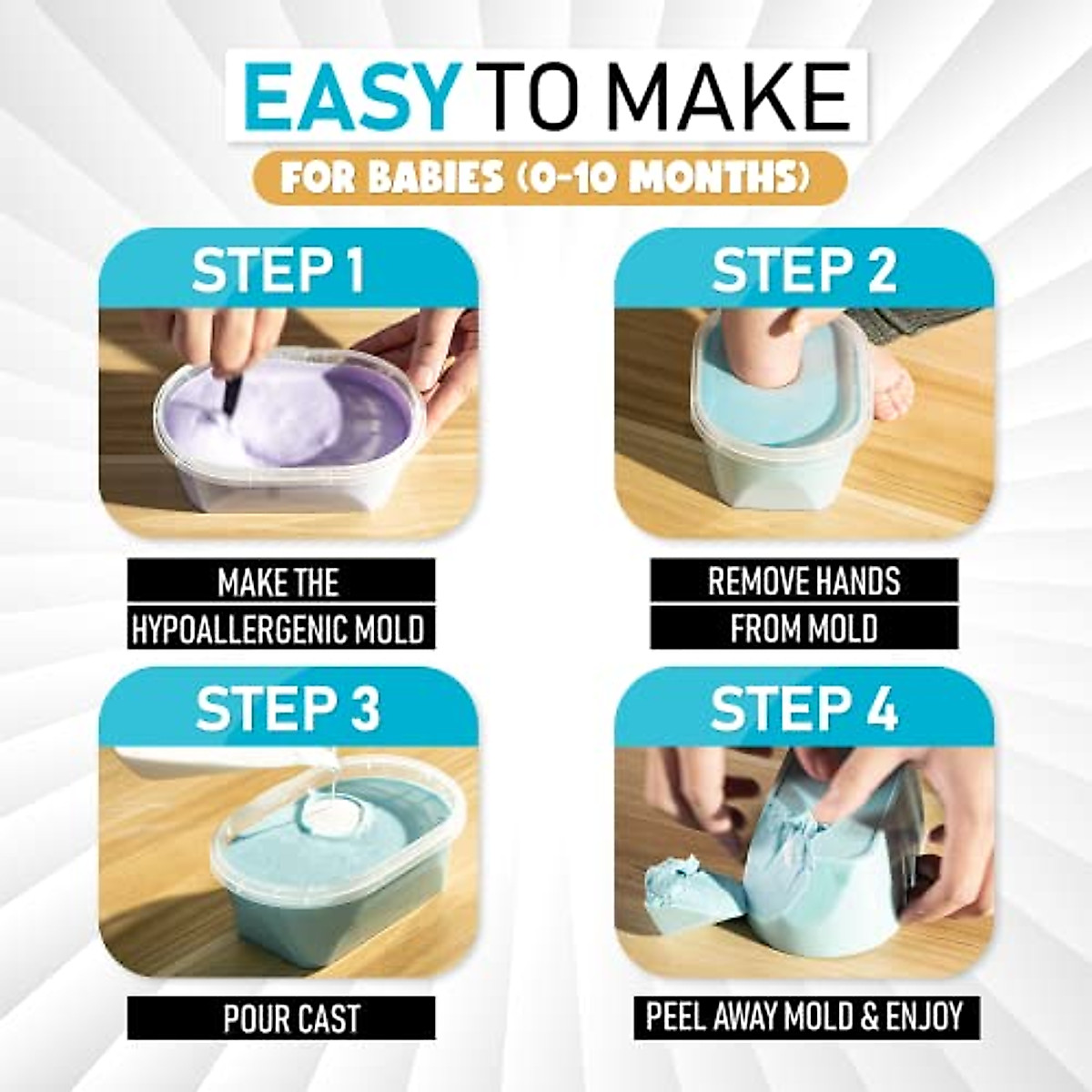 Hula Home Baby Keepsake Hands Casting Kit | Plaster Hand Molding Kit for Infant Hand & Foot Mold | Hand Mold Sculpture Kit for Newborns, Toddlers, Babies | Baby Gifts