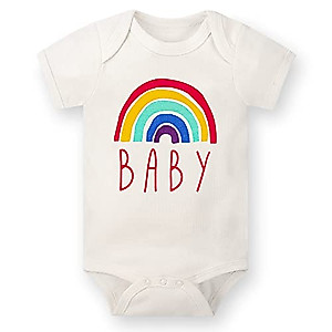 BDONDON Unique Rainbow Baby Onesie Natural Color Newborn Baby Girl Bodysuit 0-3 Months Short Sleeve Rainbow Shirt (Rainbow G-2, 0-3 Months)