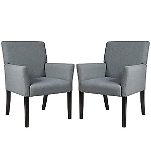 Giantex Office Waiting Room Chairs, Set of 2 Fabric Executive Guest Chair, Upholstered Reception Chair with Padded Arms, Backrest, Wood Legs, Guest Chairs for Meeting Room, Dining Room