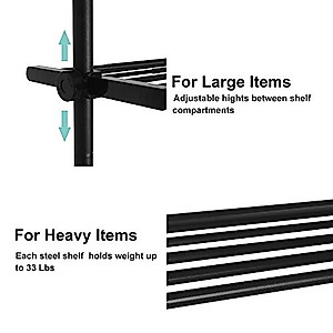 DYN Ptah Over The Toilet Storage Cabinet, 4-Tier Adjustable Over Toilet Bathroom Organizer,Metal Over Toilet Shelves Storage for Small Room, Saving Space, 65 to 116 Inch Tall, Black