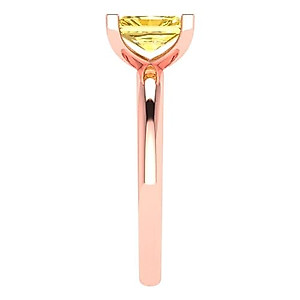 Clara Pucci 1.0 ct Emerald Cut Solitaire Natural Yellow Citrine Engagement Bridal Promise Anniversary Ring 18K Rose Gold Size 7.75