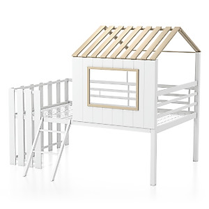 Furniture of America Cumberland Metal Playhouse Themed Twin Bed in White