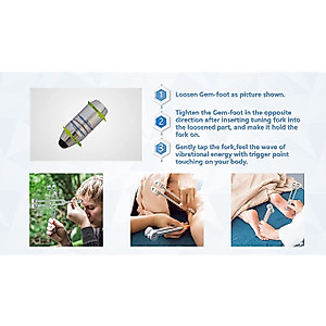 Ckakra Pack of 2 Weighted Tuning Forks with Natural Gemstone Feet for Body Healing,Activator Hammer for Tuning Fork,OM 136.1& 256C Frequency,Virbration Therapy Tools, Meditation&Reiki Instruments