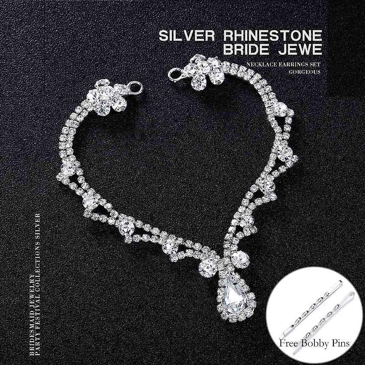 Fdesigner Bride Crystal Head Chain Wedding Rhinestone Hair Chain Pageant Prom Pendant Headpieces Jewelry Party Festival Hair Accessories for Women(Silver)