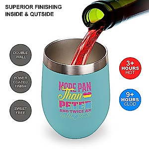 Mighun MORE PAN THAN PETER AND TWICE AS MAGICAL Wine Tumbler with Lid, Pansexual Bisexual LGBTQ Vacuum Coffee Tumbler, Gay Pride Stemless Insulated Wine Glasses Cup for Champaign, Cocktail, Beer