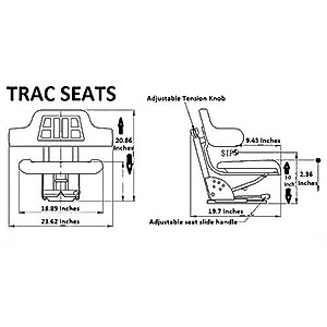 BLUE TRAC SEATS BRAND TRIBACK STYLE UNIVERSAL TRACTOR SUSPENSION SEAT WITH TILT FITS FORD/NEW HOLLAND 3000 3010 3300 3330 3400 3600 3610 (SAME DAY SHIPPING - Delivers in 1-4 Business days)