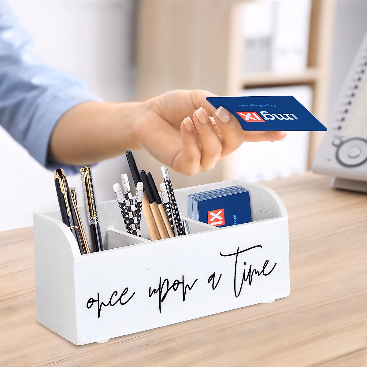 Yoto Card Holder,Wooden Yoto Card Case, Yoto Card Storage Box with Two Compartments, Wood Trading Deck Box Card Storage Box-Designed to Hold Yoto Mini Audio Cards (White, 3 compartments)
