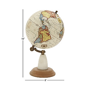 Deco 79 Mango Wood Globe, 8" x 8" x 14", White