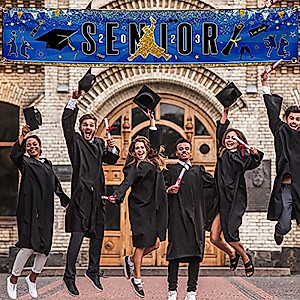 Large Graduation Banner 2023 Senior Banner Graduation Party Decoration Graduation Yard Sign Yard Outdoor Garden Decoration for Senior Graduation Party Supplies (Blue)