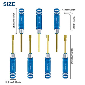 Craznick Hex Nut Screwdriver Set 2.0mm 2.5mm 3.0mm 3.5mm 4.0mm 4.5mm 5.0mm Hexagonal Head Nut Driver for Axial SCX24 Wheel Fixing 7PCS Screwdrivers for RC Models Car Boat Helicopter