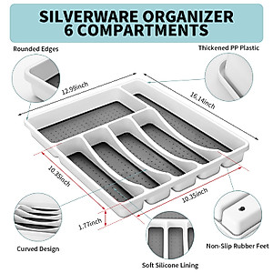 53PCS Black Silverware Set for 8 with Cutlery Drawer Organizer, Stainless Steel Flatware Set with Steak Knives, Include Spoons and Forks Set & Serving Utensils, Mirror Polished