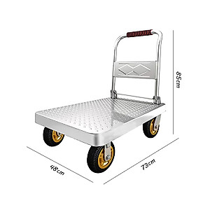 Heavy Duty Folding Platform Trolley, Rolling Flatbed Luggage Cart with 360° Swivel Wheels for Moving, Loading, Delivery and Heavy Items 300kg Capacity