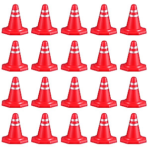 Toddmomy 50pcs Miniature Traffic Safety Cones with Reflective Collars Unbreakable PVC Orange Construction Cones for Micro Landscape Sand Table Toy