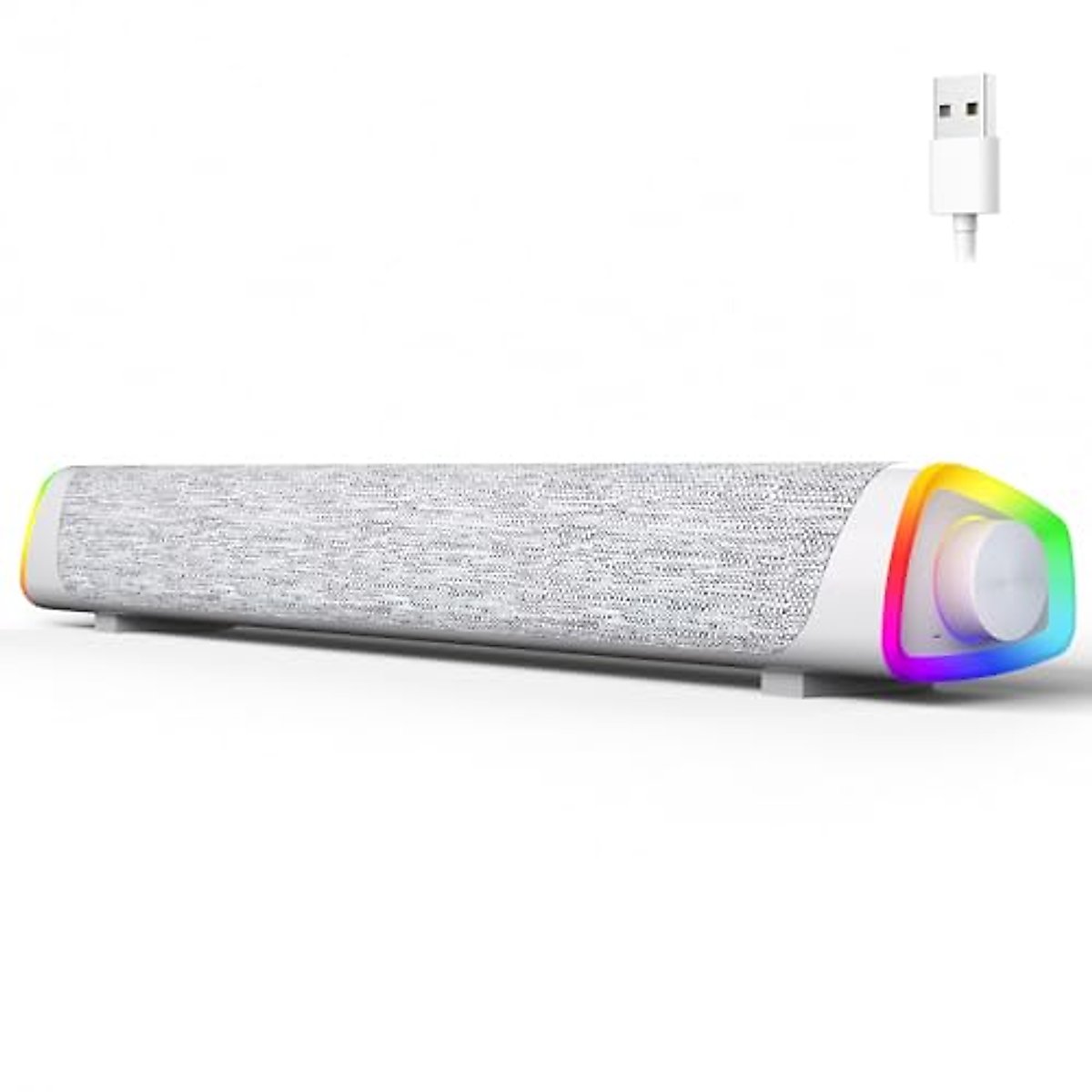 SOULION R30 Plus Bluetooth Computer Speakers for PC Desktop, 6 Modes LED Lights with All-in-one Control Button, Wired USB Powered Sound Bar, Surround Sound Portable SoundBar for Monitor Laptop Phone