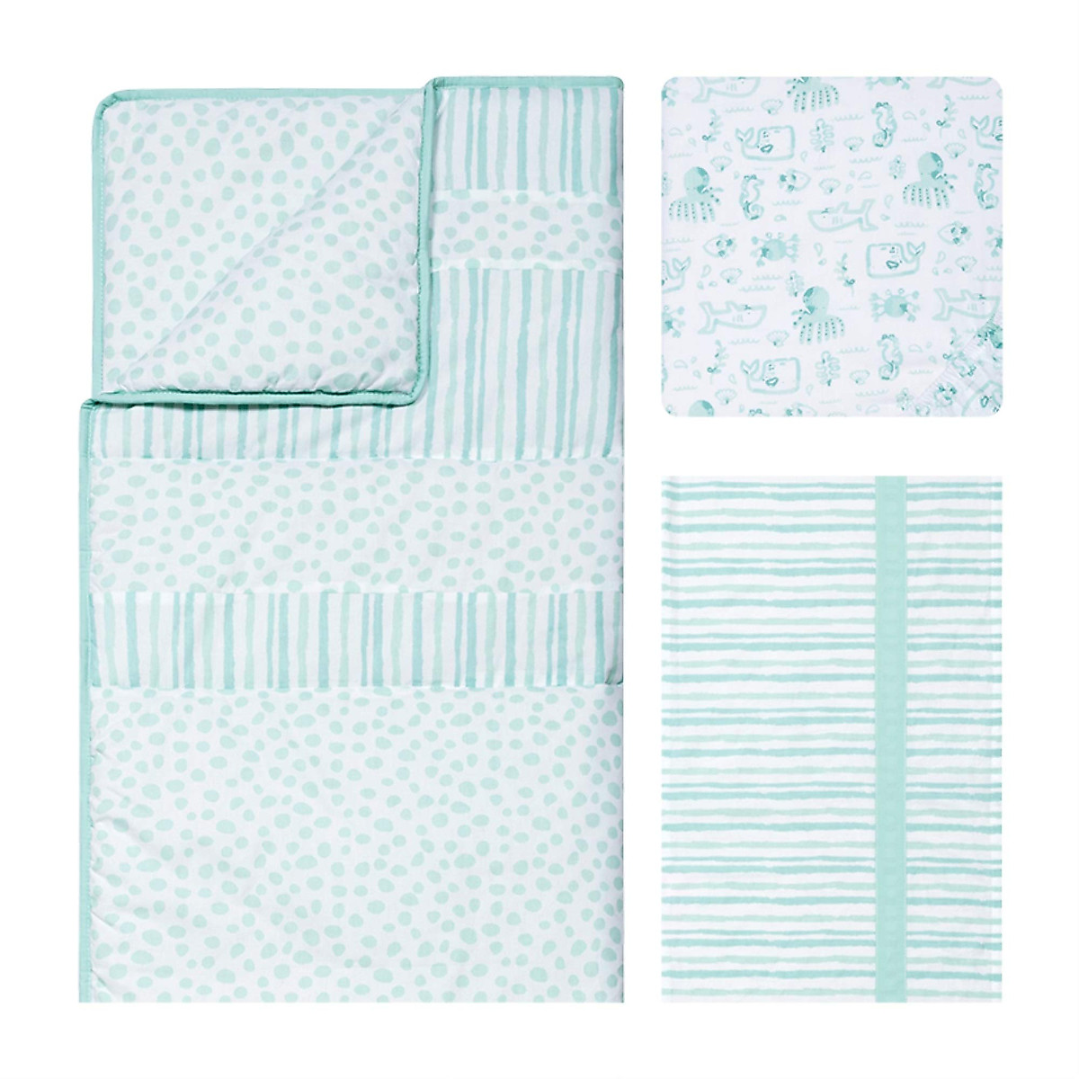 Trend Lab Taylor 3 Piece Crib Bedding Set, Can Be Used As A Blanket Or A Playmat for Tummy Time, Includes Quilt, Fitted Crib Sheet and Skirt