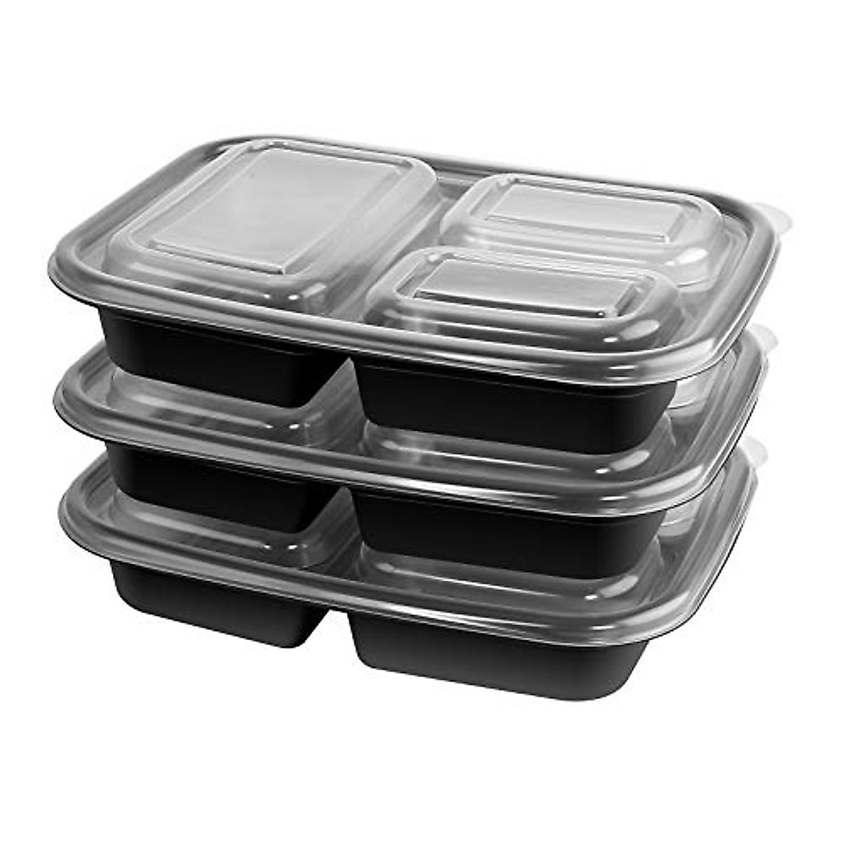 20 PIECE MEAL PREP CONTAINER KIT - 3 SECTIONS - BLACK