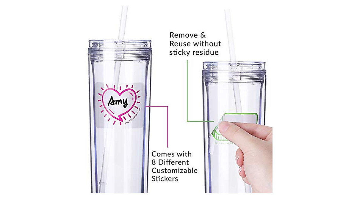 Cupture 18 oz Acrylic Tumbler Cups - 8 Pack