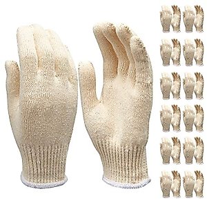 EBLAELEL Safety gloves white cotton bbq heat liners grilling work glove men cooking women knitted cotton Pack of 12