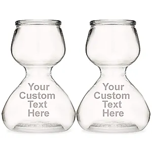 QUAFFER 2 Personalized Shot Glass Custom Text - Laser Etched Double Bubble Layered Shot Glasses – Customized Chaser Shot Glass Jigger – Great Barware Gift (1.25oz Top, 2.25oz Bottom)