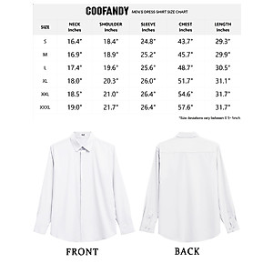 COOFANDY Men's Dress Shirts Soft Stretchy Formal Stylish Shirt Normal Classic Spread Collar Regular Fit Button-Down Tuckless Shirt Camisa De Vestir Para Hombre White 3XL XXXL