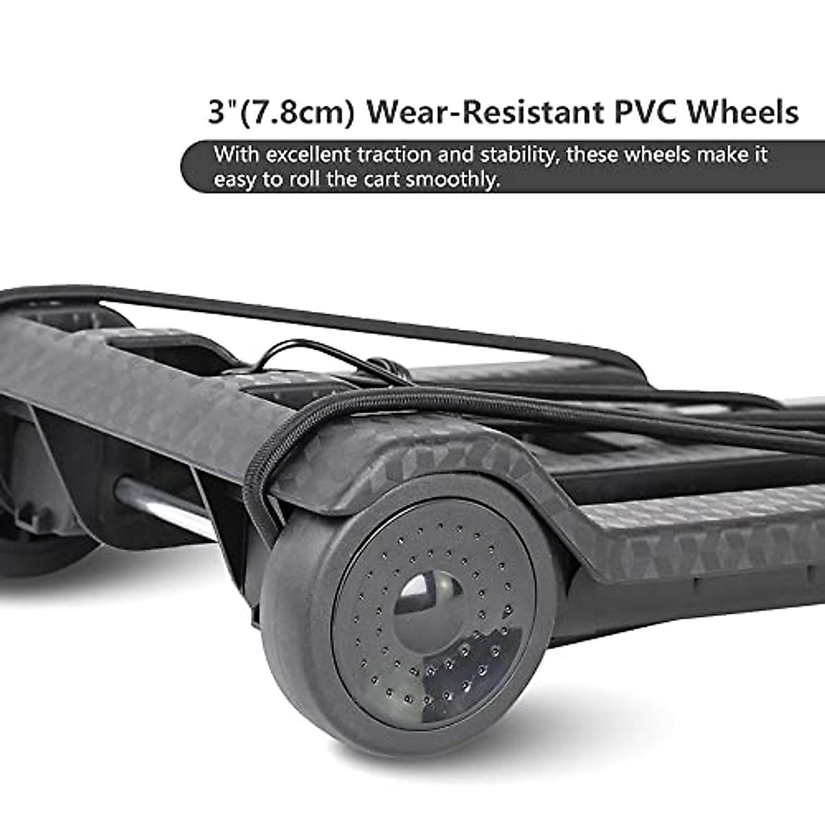 Acroma Folding Luggage Cart with 2 Elastic Ropes, 77 lbs Portable Hand Truck, 2-Wheeled Utility Dolly Cart Ideal for Travel, Moving, Shopping, Office Use and More