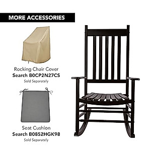 Shine Company Vermont Porch Rocker, High Back Wood Rocking Chair, Black
