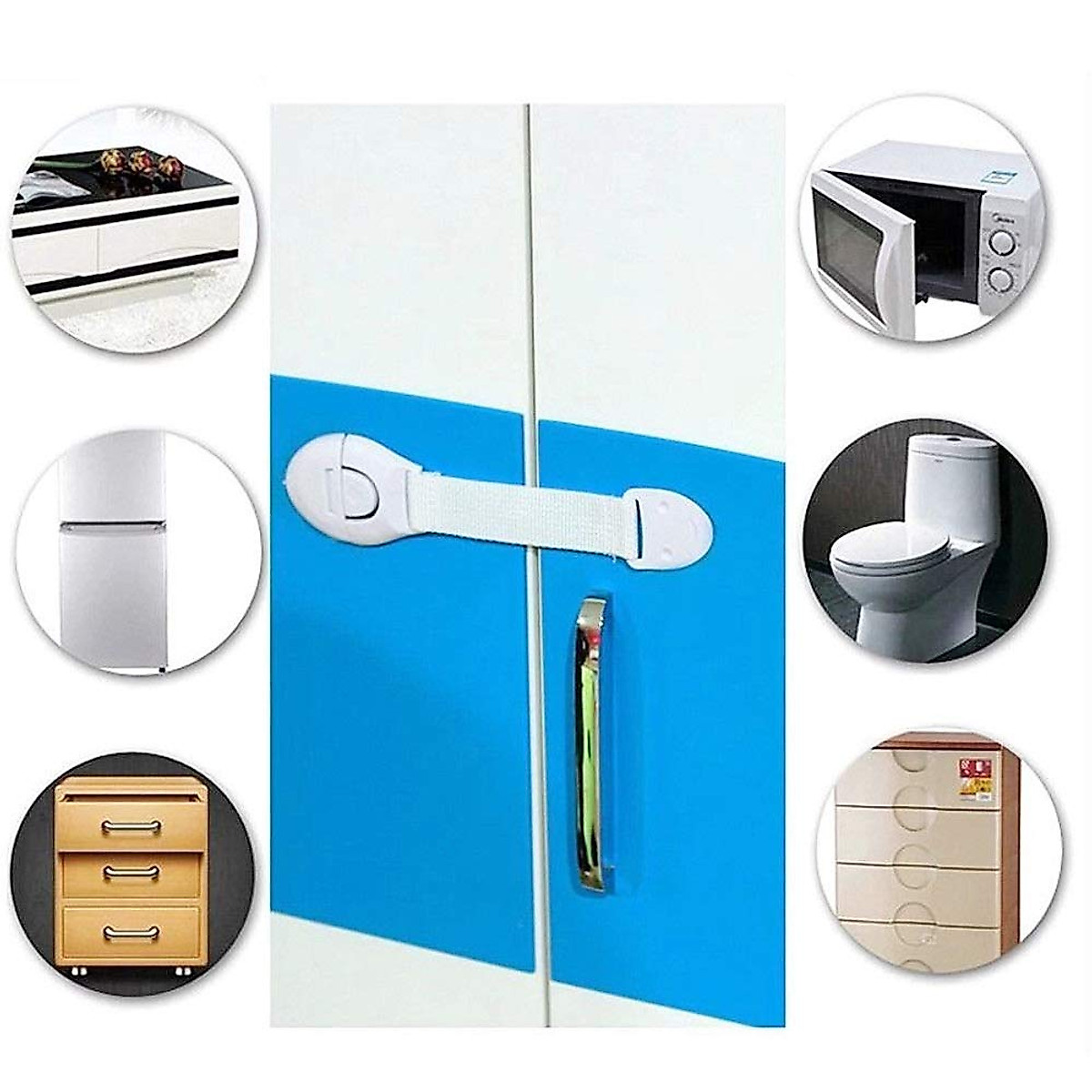JZK 20 x Fridge Drawer Cupboard Cabinet Door Lengthened Safety Locks for Child/Baby/Dog/cat, with Adhesive