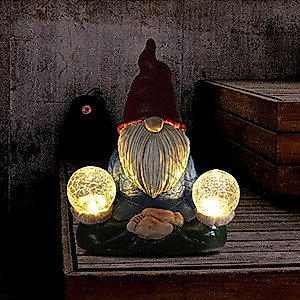 Solar Garden Gnomes Decorations Funny Zen Glowing Naughty Sculpture Statue Outdoor Yard Lawn Decor Resin
