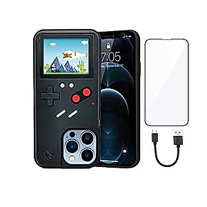 KJArrow Gameboy Case for iPhone 11, Handheld Game Console Case Playable Game Case with Built-in Classic Games, Color Display Gaming Phone Case for iPhone 11 Black