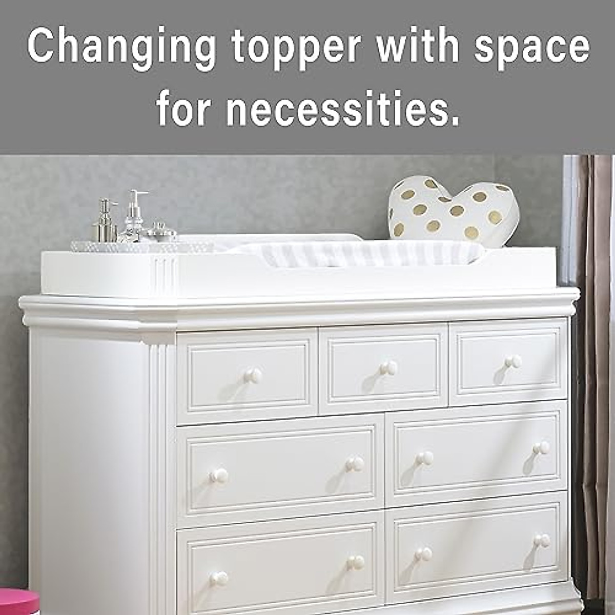 Sorelle Furniture Changing Table Topper for Dresser, Dressing and Diaper Changing Solution for Baby Dresser, Nursery Furniture-White