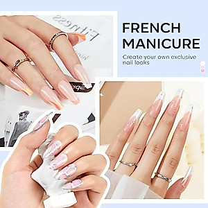 modelones French Tip Nail Stamp - 6Pcs Silicone French Nail Stamper Double Head French Tip Nail Tool for French Nail with Scrapers & Silicone Nail Stamper Kit DIY French Manicure Kit at Home