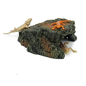 JIHAQUA Reptile Rock Hide Cave, Aquarium Habitat Decor Rock Tortoise Hideout for Lizards, Turtles, Reptiles, Amphibians, Fish