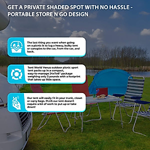 Easiest Beach Tent, Sun Shade Canopy 'Venus': Provide UV Protection for Your Family. Waterproof Shelters For Rain & Pacific Breeze, Easy Up Canopies, Sports Cabana Tents, Roadtrip Sunshade Shack. Blue