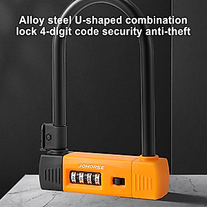 U Shaped Combination Lock, 25.3x16.2x4cm Anti Theft Lock, High Security Heavy Duty Steel U Lock, Double Opening Design Shackle Lock,16mm Thicker Lock Casing 4 Digit Combination Padlock