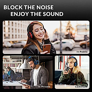 PurelySound E7 Pro Active Noise Cancelling Headphones, Over-Ear Bluetooth Headphones with Mic, Rich Deep Bass, Long Battery Life, Comfortable - Black