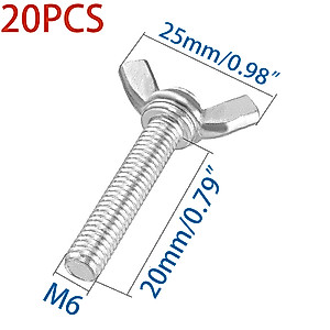 20 Pcs M6 Carbon Steel Zinc Plating Wing Butterfly Screws Bolts,Wing Bolt,Machine Fastener,Thumb Hand Screws for Electronic Equipment (Galvanized M6-1.0 x 20mm)