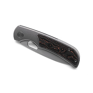 Miguron Knives M Moyarl Folding Knife 3.25" M390 Hand Ground Rubbed Satin Blade Titanium And Bronze Carbon Fiber Inlay Handle Pocket Knife MGR-621CBN