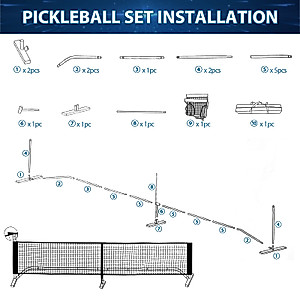 Hamino Pickleball Net Set, 22ft Official Size Pickle Ball Net, Pickleball Set with Net - 4 Paddles 2 Balls Carrying Bag Strong Steel Frame, Portable Indoor Outdoor Driveway Fun for All Ages