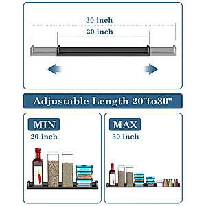 Bumusty 6X Strong Magnetic Shelf for Stove Top, 20"-30" Adjustable Stove Top Shelf, Oven Shelf Spice Rack Over the Stove, Seasoning Organizer Kitchen Shelves, Matte Black