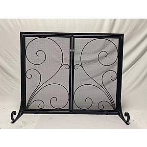 Fire Beauty Fireplace Screen with Doors, Handcrafted Solid Steel, Heavy Duty Metal Mesh, Powder Coat Finish, Spark Guard
