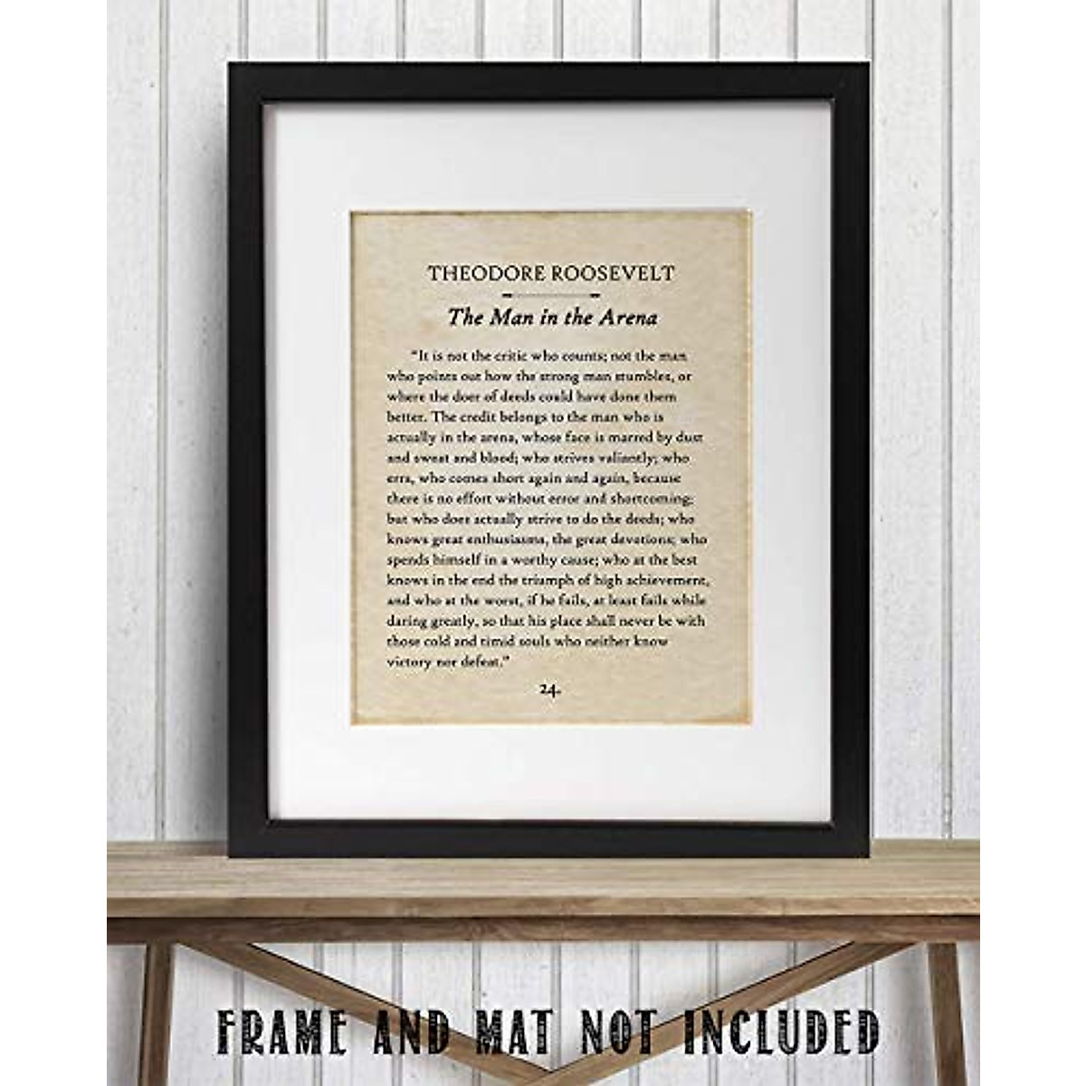 The Man In The Arena by Theodore Roosevelt - 11x14 Unframed Typography Book Page Print - Great Inspirational Gift and Men's Wall Decor for History Buffs