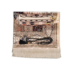 eggetex Muslim Prayer Rug with Beads, Pouch and Islamic Gift | Luxury Prayer Mat | Silky Islamic Prayer Rug | Turkish Prayer Mat | Traditional Muslim Janamaz for Men, Women | Velvet Prayer Rug
