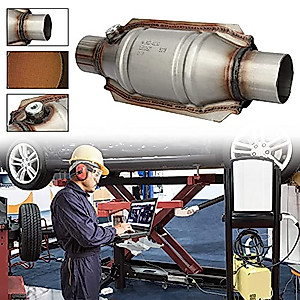 MAYASAF 2.25" Inlet/Outlet Universal Catalytic Converter, with O2 Port & Heat Shield (EPA Compliant)