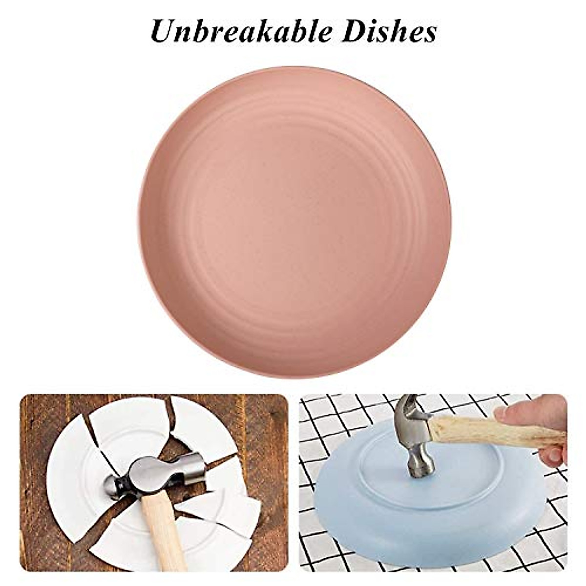 CAMBUY Wheat Straw Plates Lightweight Unbreakable Dinner Dishes Plates Set Dishwasher & Microwave Safe (Small 6 Pack 5.9')