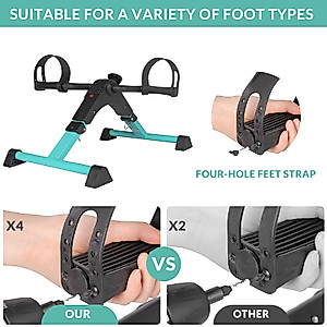 MEETWARM Pedal Exerciser Under Desk Exercise Peddler Arm Leg Folding Mini Stationary Peddler Bike with LCD Display Portable Bicycle Exerciser Machine for Seniors (Teal)