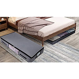 AMJ Foldable Underbed Bags - Pack of 2, Transparent Zip Lid Under Bed Storage Bags for Bedroom Wardrobe, Washable, Dark Gray