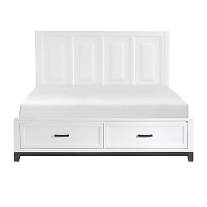 Lexicon California King Bed Frames with Headboard, Modern Bed Frame, Wood Platform Bed with Footboard Storage and Slats, No Box Spring Needed, Easy Assembly, 2-Tone Finish (White and Metallic Grey)