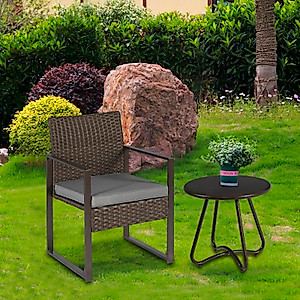 YIYAN Outdoor Side Tables, Resistant Steel Patio Side Table,Small Round End Table for Patio Balcony Porch Garden (Black)