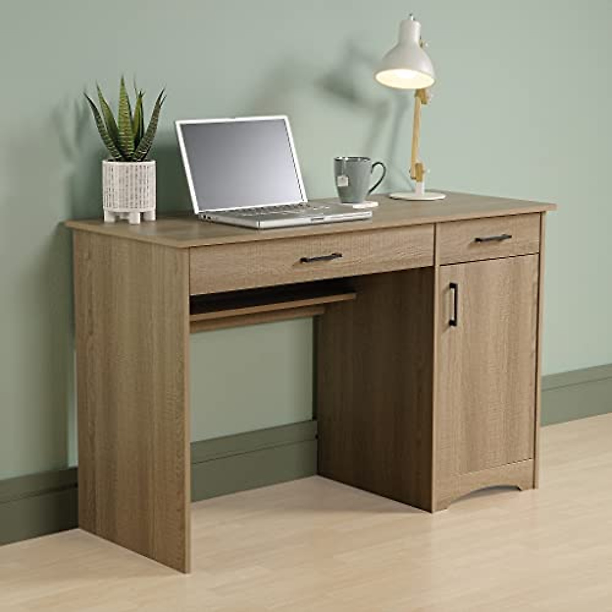 Sauder Beginnings Desk, L: 46.81" x W: 18.50" x H: 29.96", Summer Oak Finish